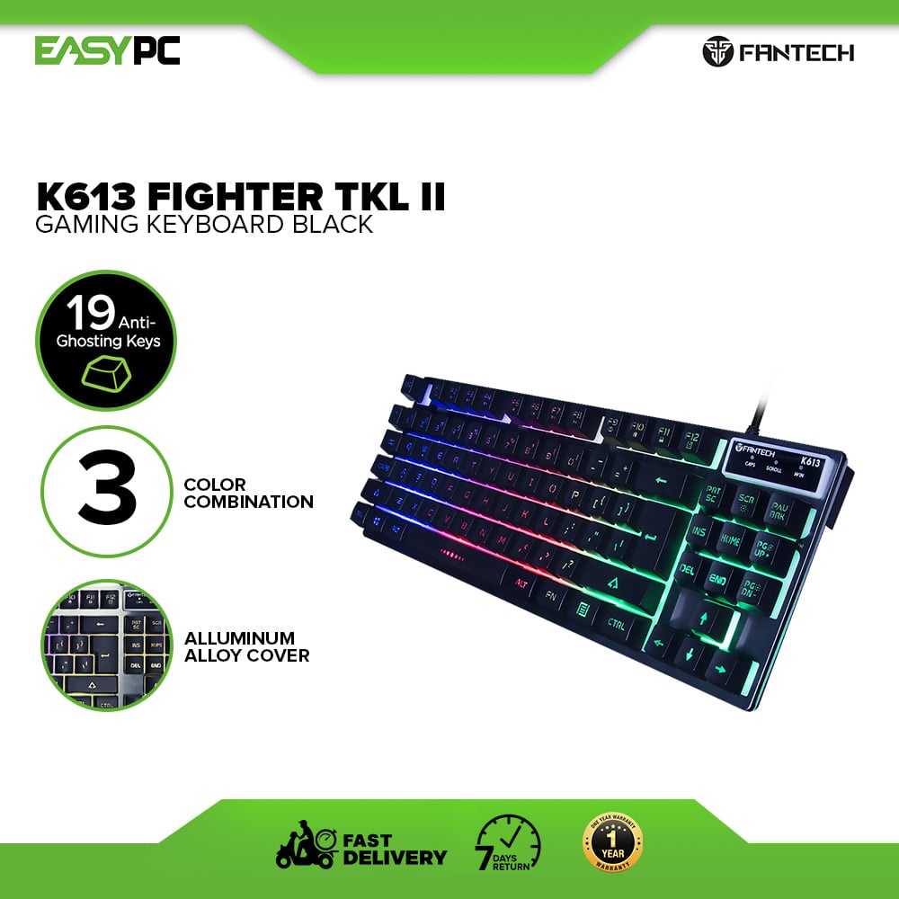 Fantech K613 Fighter II TKL Gaming Keyboard, Brand New Backlit Floating ...