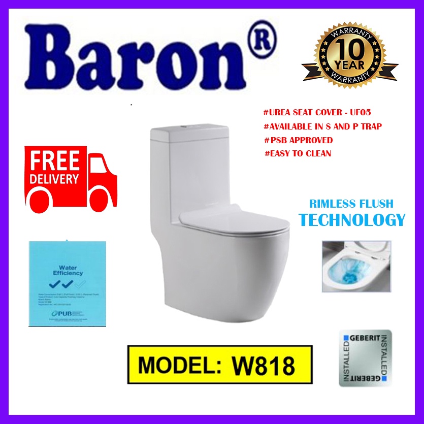Baron W818 Toilet Bowl | Geberit strong Rimless design Easy to clean ...