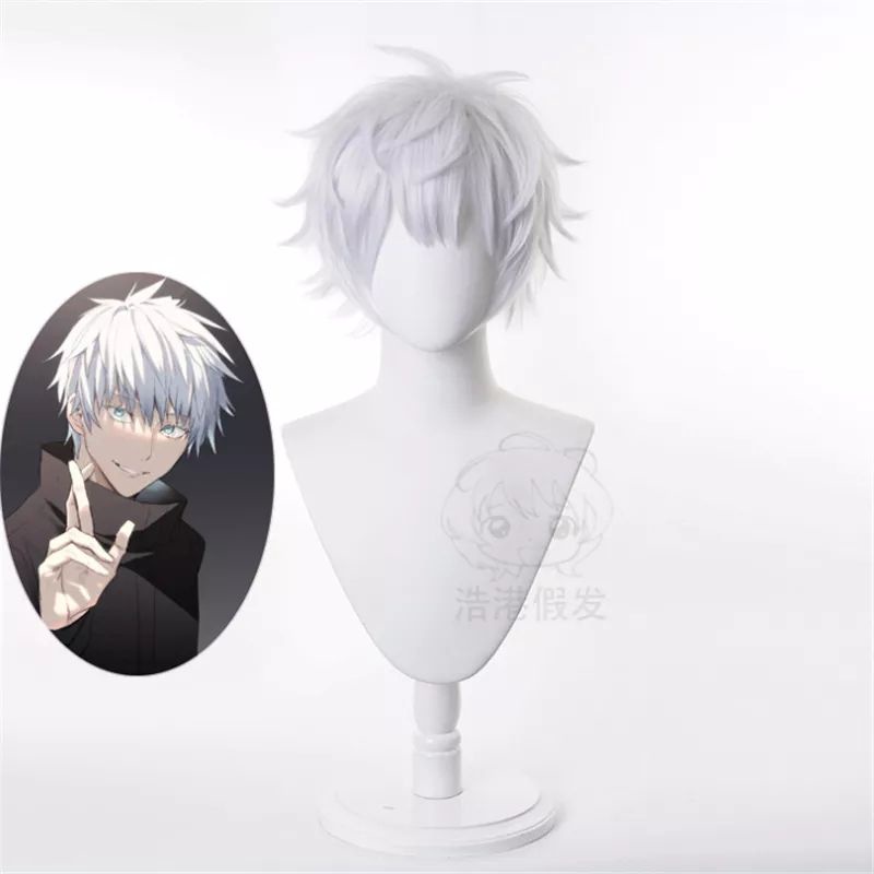 PUTIH Wig Cosplay Silver White Gojo Satoru Jujutsu Kaisen Wig Anime ...