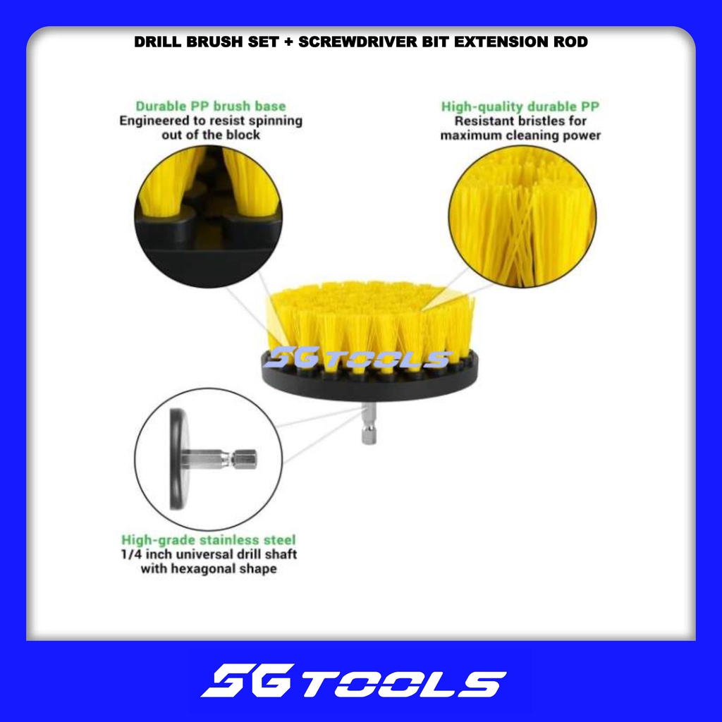 DRILL BRUSH SET (3PCS/5PCS) + SCREWDRIVER BIT EXTENSION ROD ...