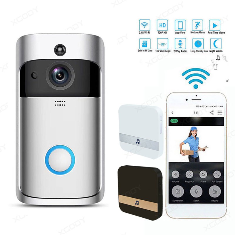 V5 Smart WiFi Video Doorbell Camera Visual Intercom With Chime Night ...