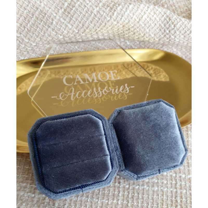 Camoe - Luxury Velvet Double Couple Wedding Proposal 2 Slot Ring box ...