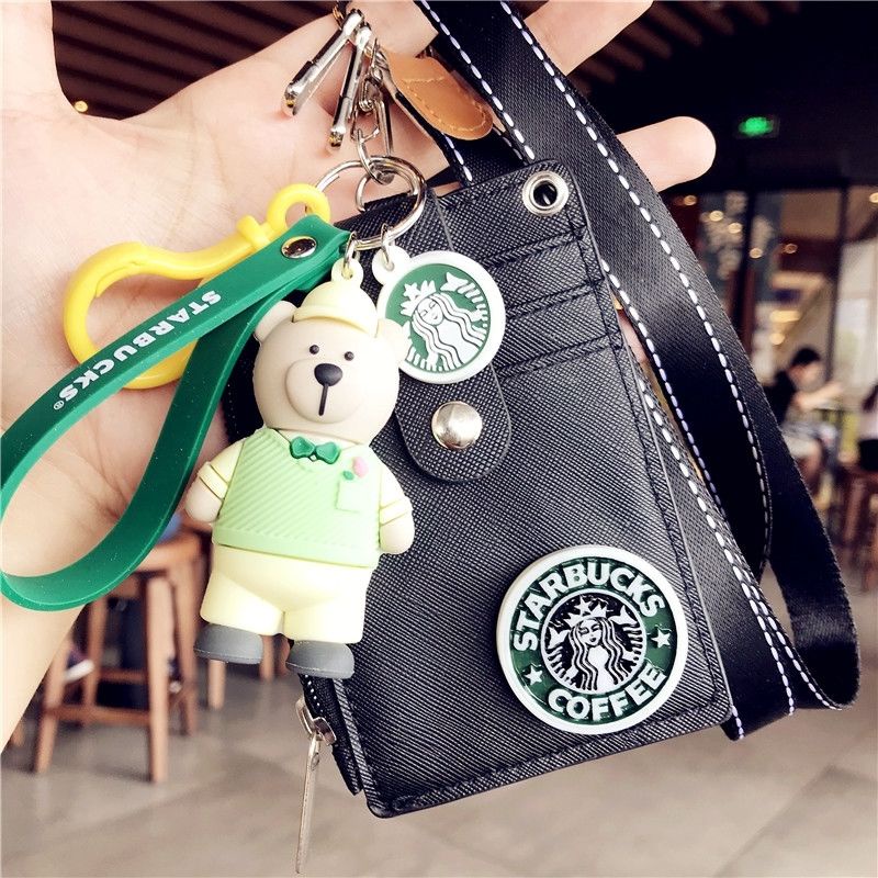 Starbucks Card Holder Large Capacity Couple Name Tag Lanyard Keychain ...
