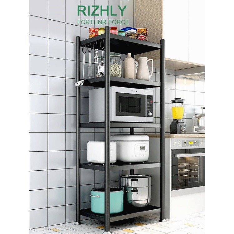 Adjustable Microwave oven rack movable Metal Kitchen Rack Black ...