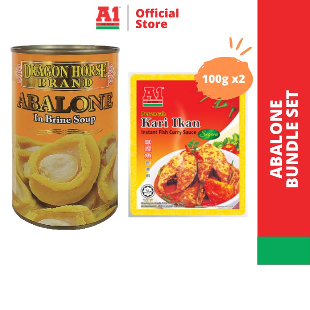 Dragon Horse Abalone in Brine Soup (425g) + A1 Instant Curry Fish 100g ...