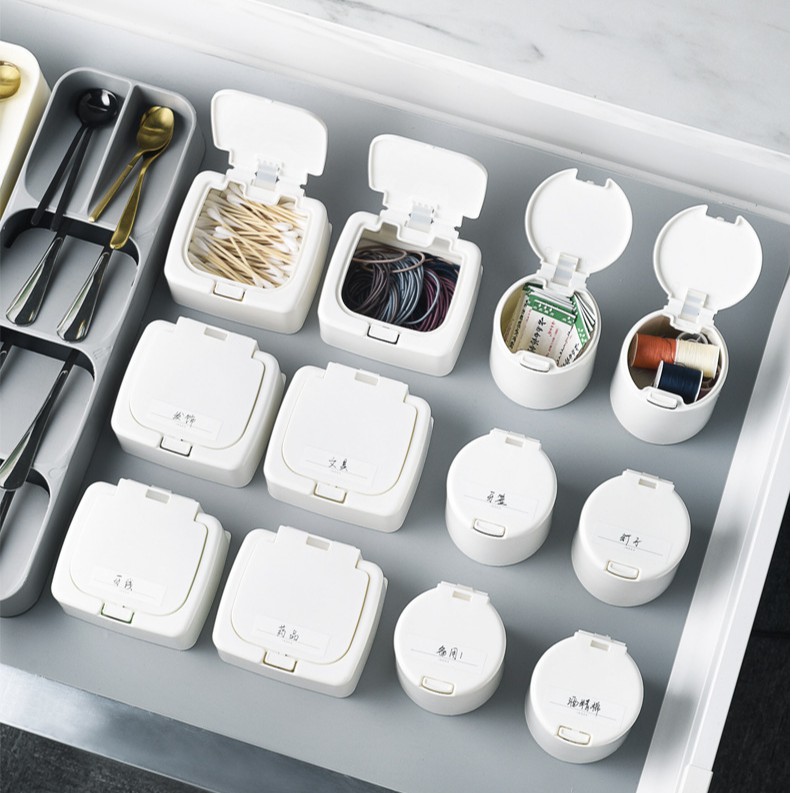 Button type mini storage box with lid plastic office desktop storage ...