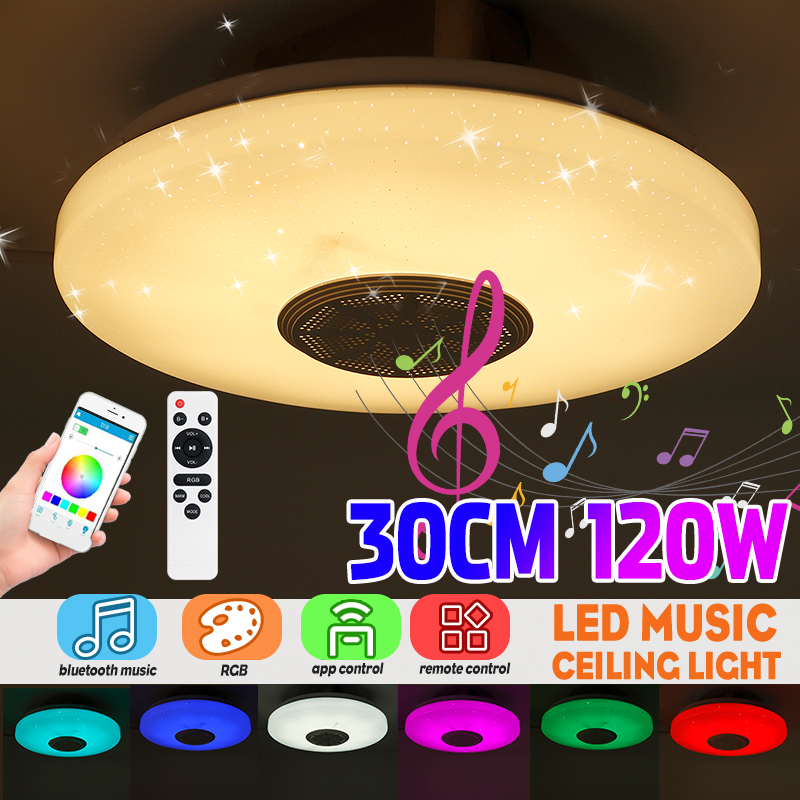120W Modern Dimmable Led Ceiling Light with Bluetooth Speaker RGB Music ...