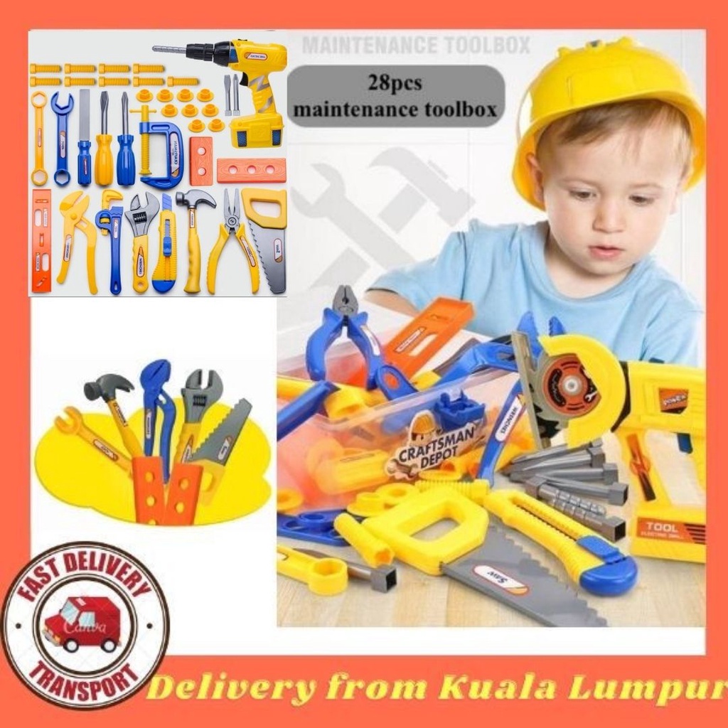 Workshop Tool Set Toolbox Play Toy Mechanic Engineer Electric drill ...