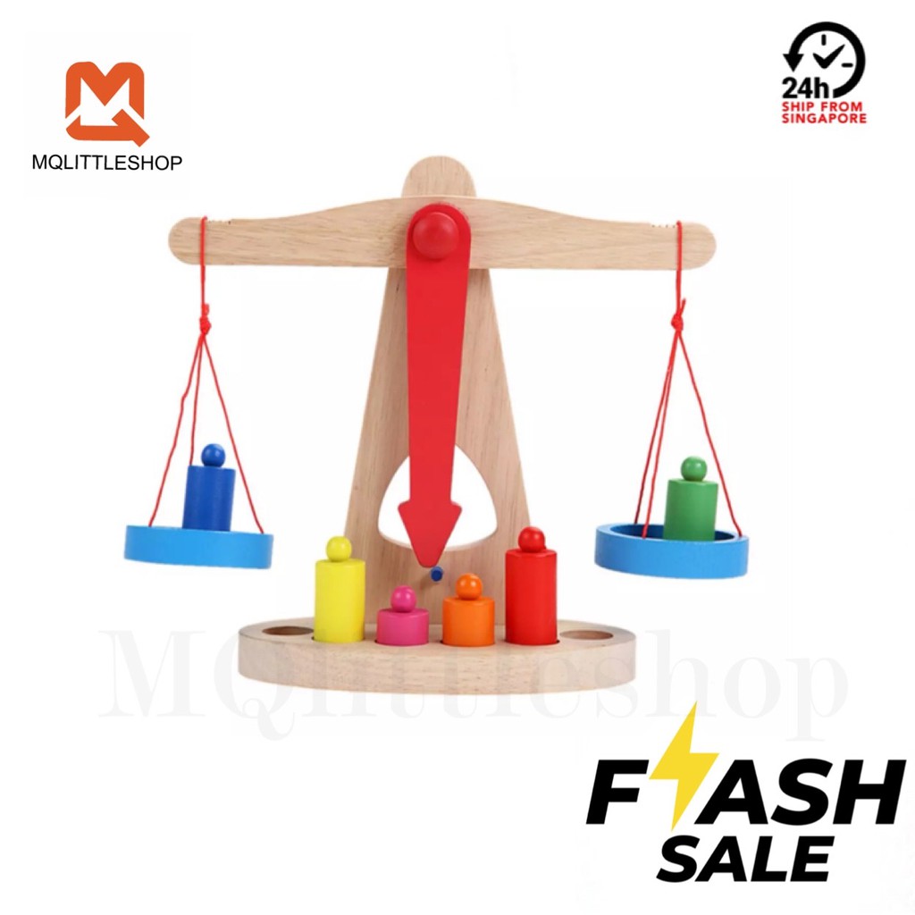 [LocalStock] Wooden Montessori Toy Wooden Balance Scale Toy Kids Toy ...