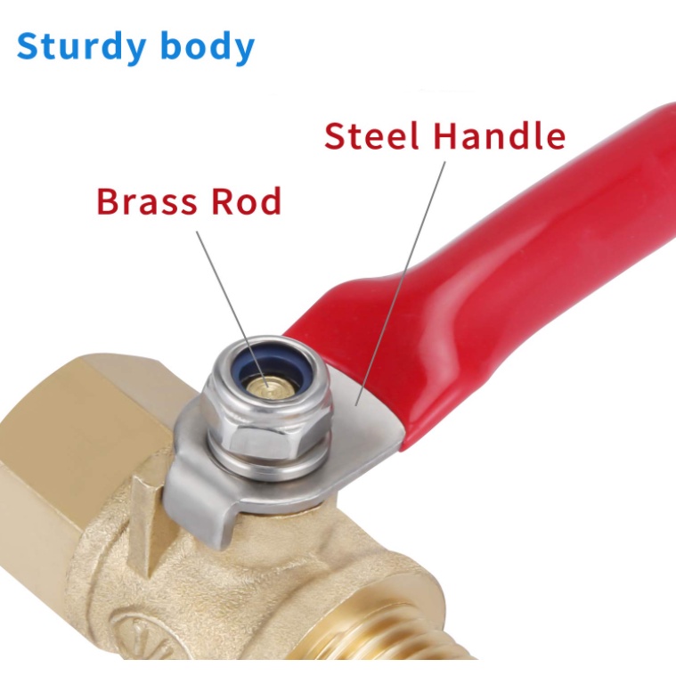 [SG STOCK] AIR COCK Brass Mini Ball Valve Red Handle Water Tube Oil Air ...