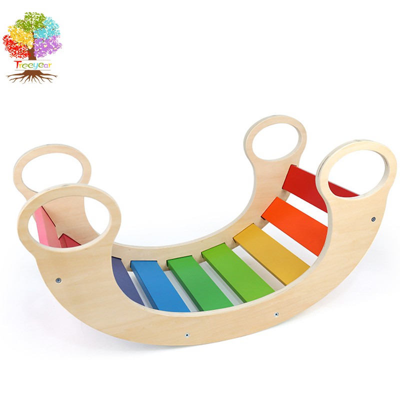 Treeyear Wooden Rainbow Rocker for Kid 0-5 Years Indoor Universal ...