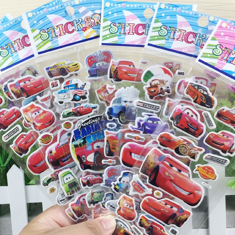 3D Cartoon Lightning McQueen car Kids Bubble Stickers C02 | Shopee ...