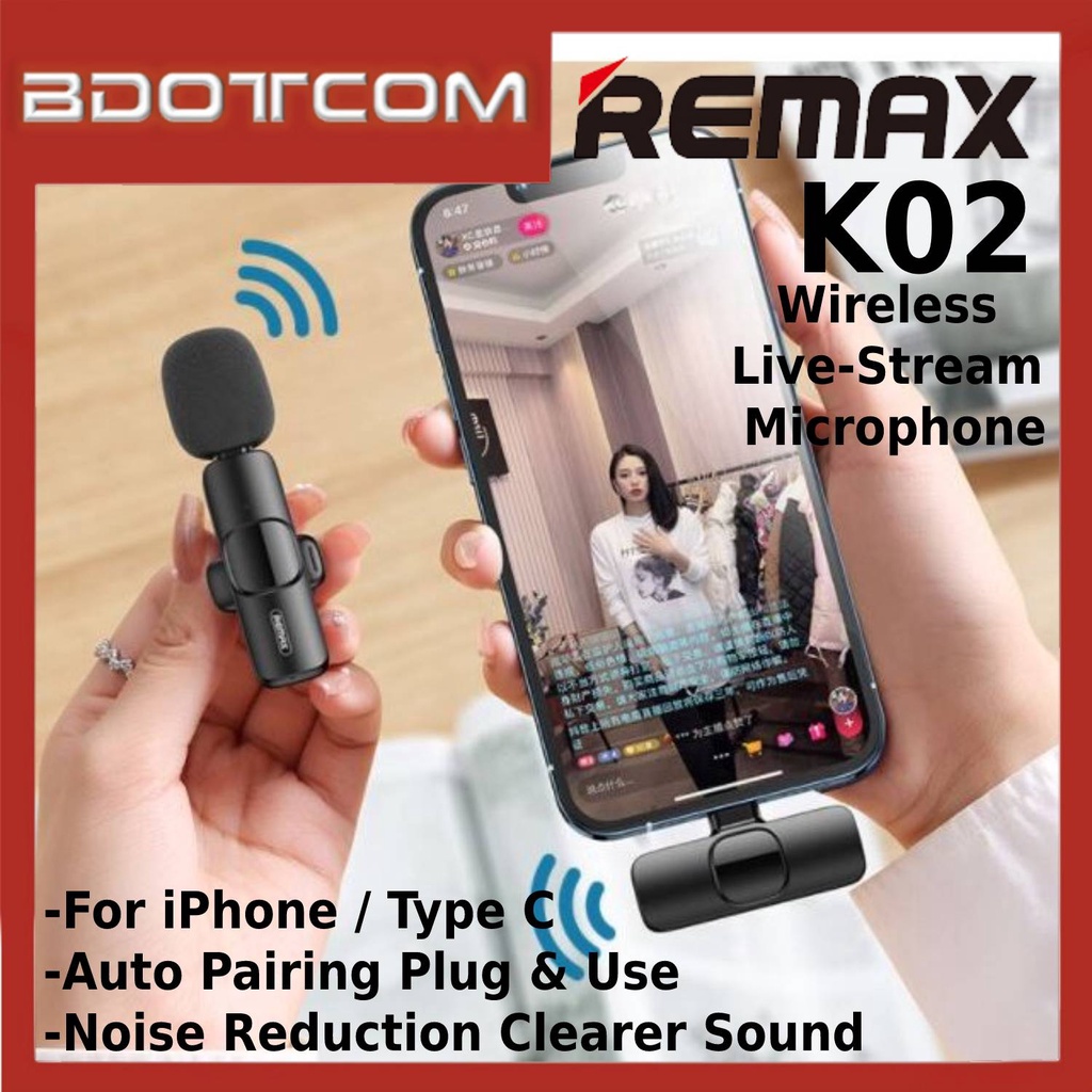 Remax K02 Wireless Live-Stream Microphone For iPhone / Type-c Plug and Play | Shopee Singapore