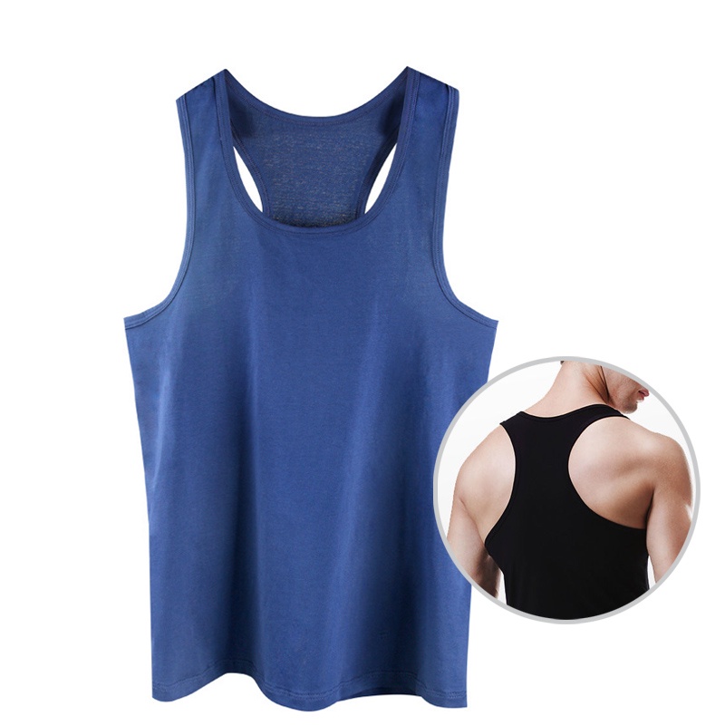 Men's Tank Top Tight Cotton Sports Slim Fit Fitness Elastic Tank Top ...
