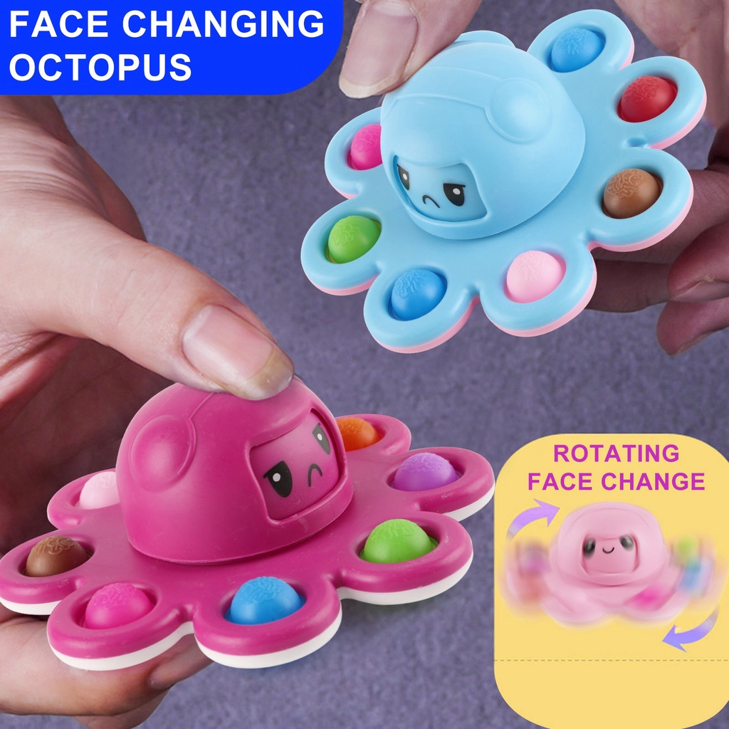 New Pop It Stress Relief Silicone Interactive Flip Octopus Change Faces ...