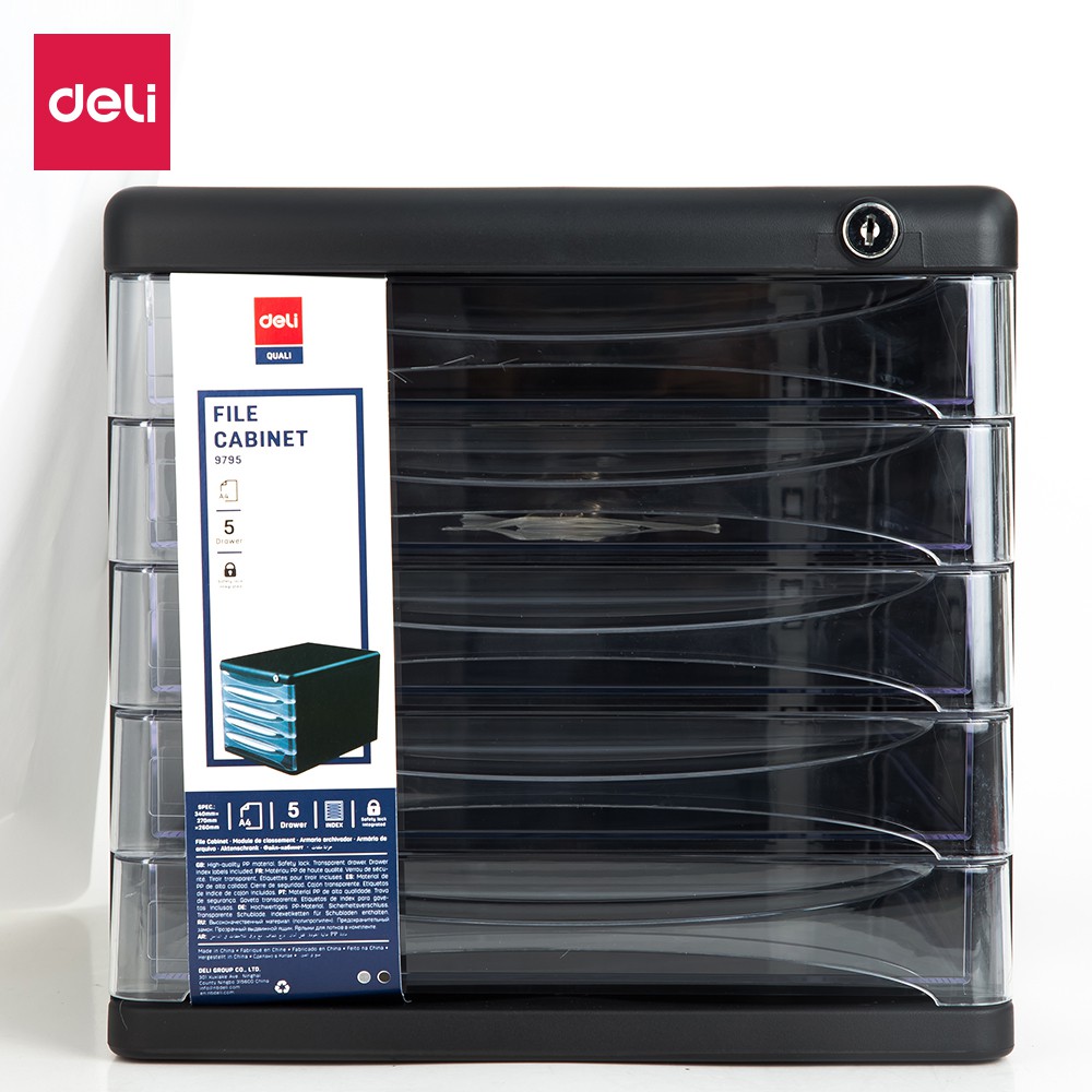 Deli Plastic 5 Drawers File Cabinet with Lock E9795 | Shopee Singapore