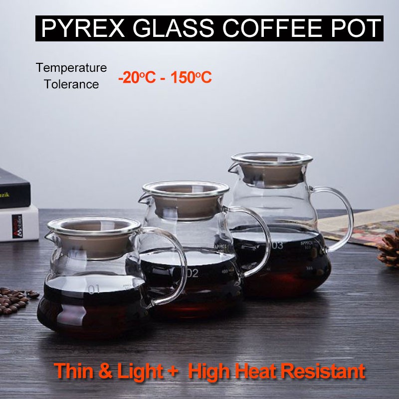 Elitrend High Borosilicate Glass Coffee Pot Coffee Server Pot Tea Pot Made of High Heat ...