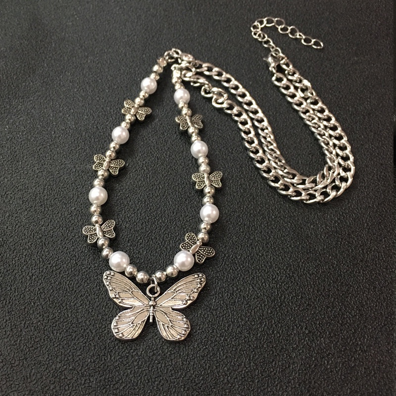 Gothic Butterfly Pendant Necklace For Women Aesthetic Choker Grunge Chain Accessories IGIRL Indie Jewelry Friends Shopee Singapore
