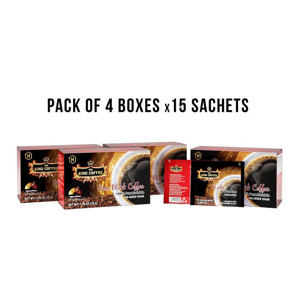Combo of 4 boxes of KING COFFEE black instant COFFEE - Box of 15 packs ...