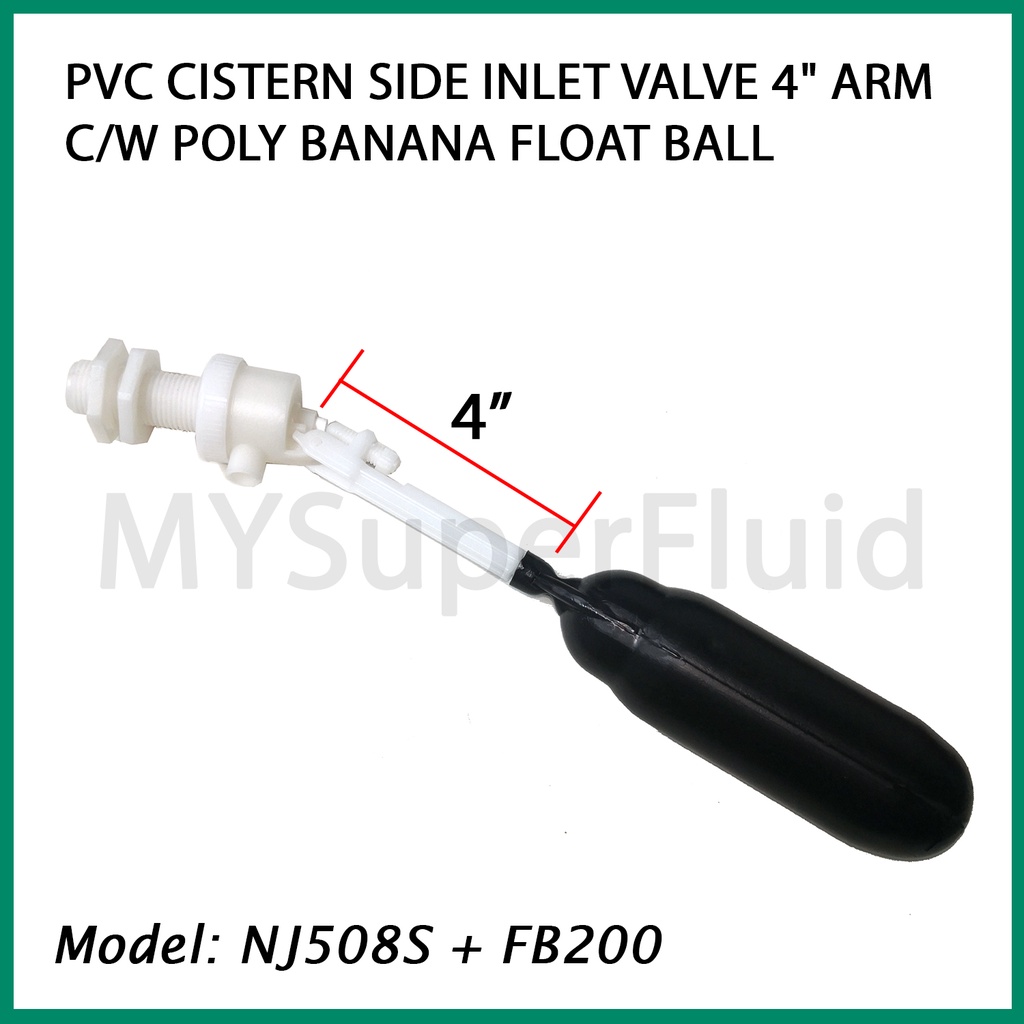 PVC CISTERN SIDE INLET VALVE 4" ARM C/W POLY BANANA FLOAT BALL | Shopee ...