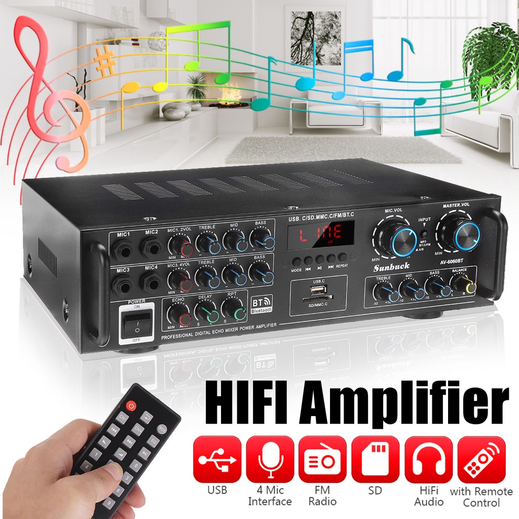 3000W HIFI Audio Power Amplifier AC 110/220V Home Theater Karaoke ...