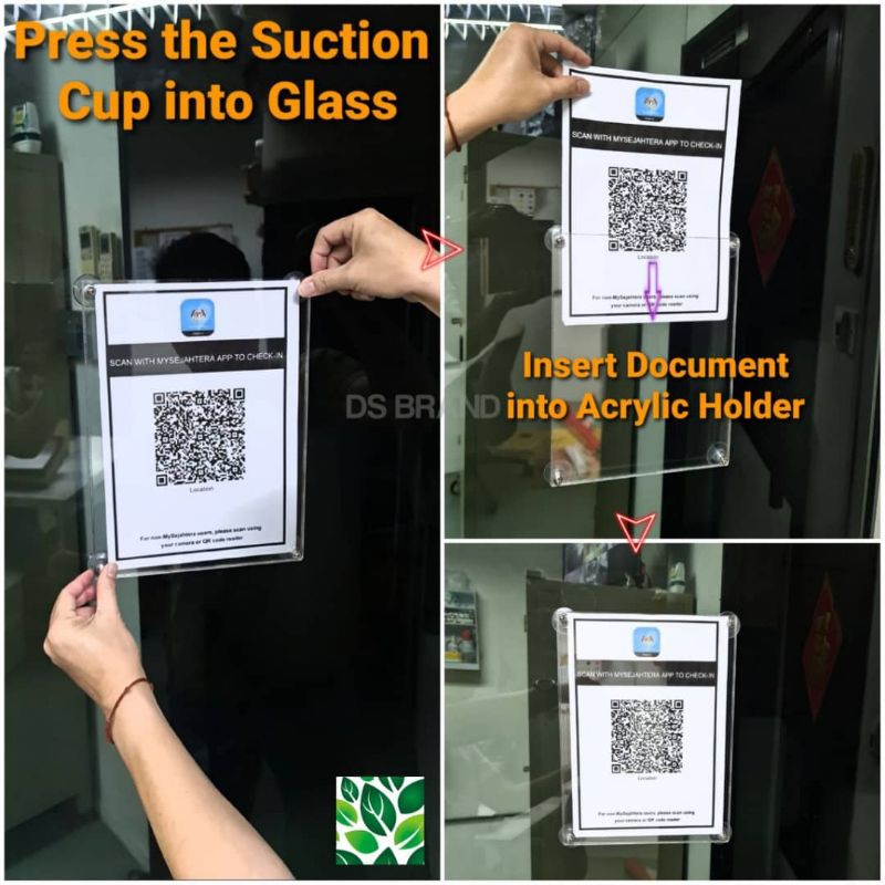 Removable A4 Acrylic Mysejahtera Document Holder Display on Glass Door ...