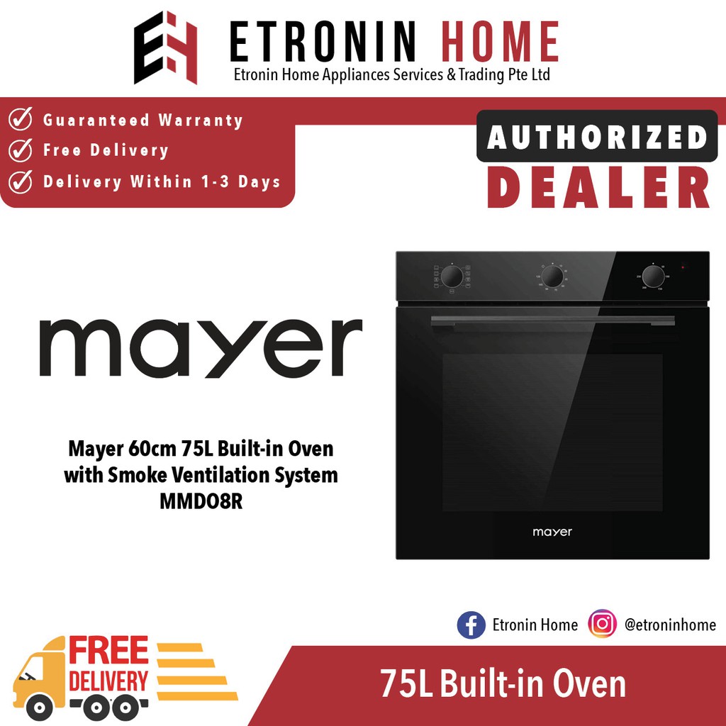 Mayer 60cm 75L Built-in Oven with Smoke Ventilation System MMDO8R ...