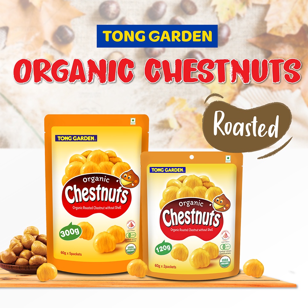Tong Garden Organic Roasted Chestnuts without Shell 120g (Bundle of 3 ...