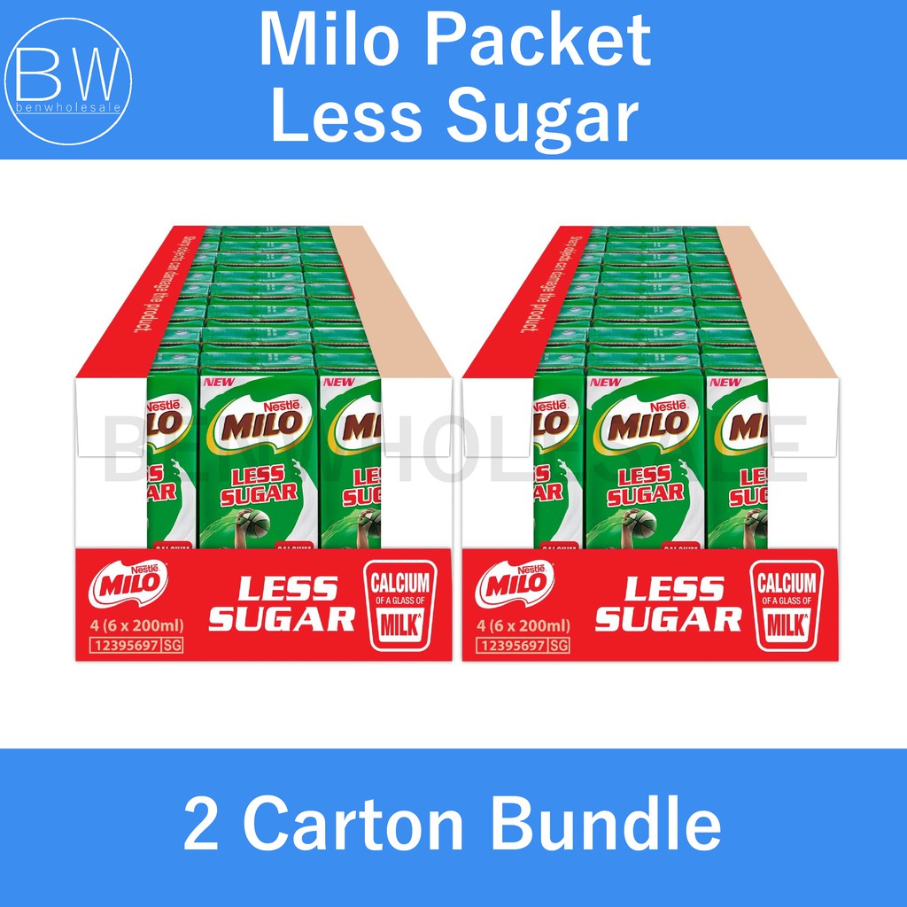 Milo Chocolate Malt Packet Drink - Less Sugar (Bundle of 2 cartons ...