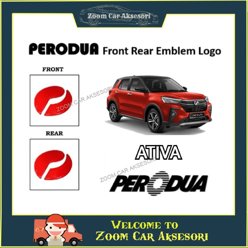 PERODUA ATIVA Emblem Logo Red Front Rear (2PCS) | Shopee Singapore
