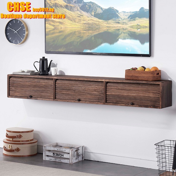 【In stock】Solid Wood TV Cabinet Modern Simple Wall-Mounted TV Cabinet ...