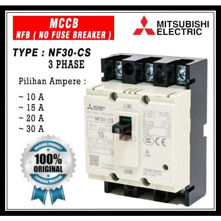Mccb No Fuse Breaker Nf30-Cs 3P Mitsubishi | Shopee Singapore