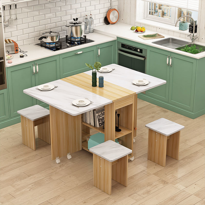 Foldable Dining Table Small Household Movable Pulley Telescopic ...