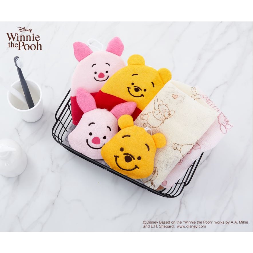 DAISO KOREA X Disney Winnie the Pooh Shower Towel Pooh Shower Sponge ...
