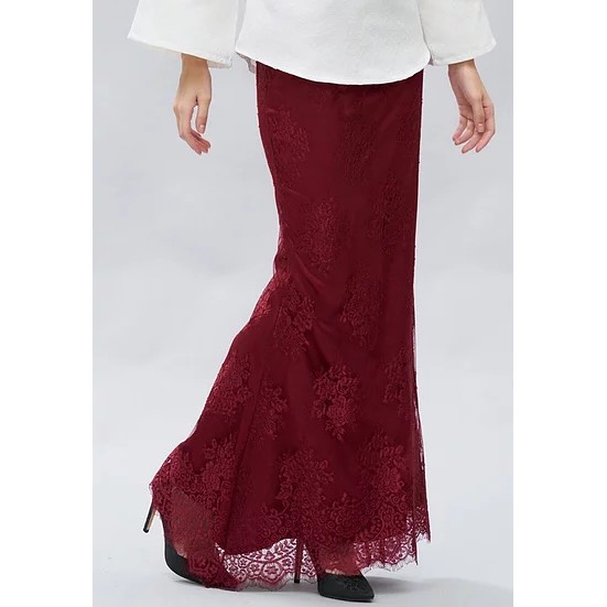 Loveaisyah Lace Maroon Mermaid Skirt Modern Baju Kurung Hari Raya ...