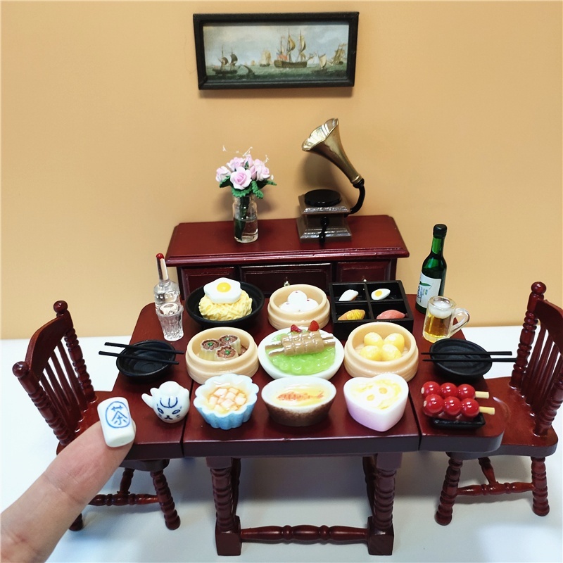 1:12 Dollhouse Mini Chinese Food Japanese Sushi Dim Sum Dishes Meal ...