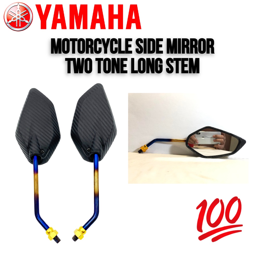 YAMAHA SIGHT | Motorcycle Side Mirror Two Tone Long Stem Universal Side ...