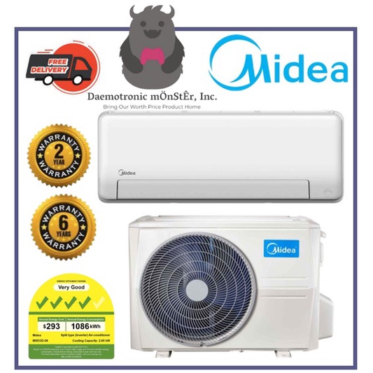Midea System 1 Inverter Single Split Aircon R32 Gas | FREE Installation ...