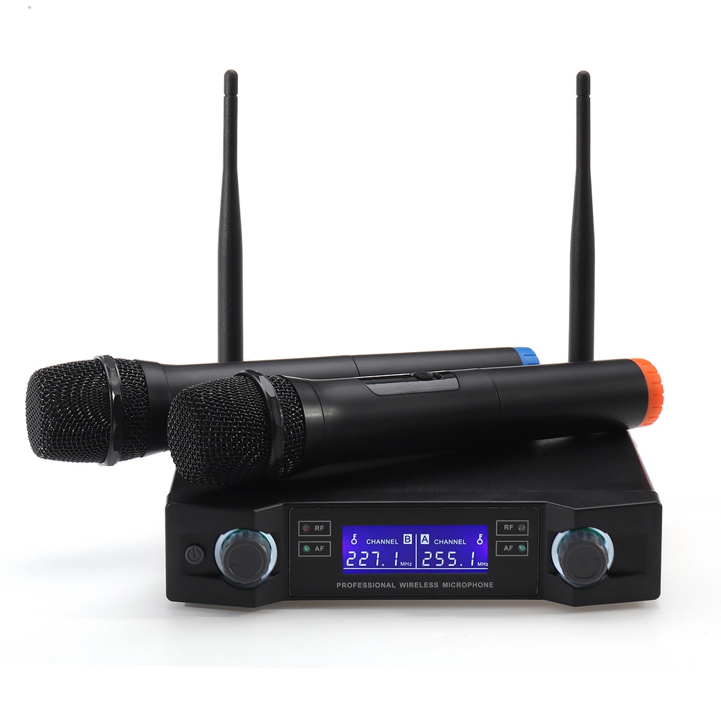 2 Channel Cordless Handheld Mic Long Range for Karaoke Speech UHF ...