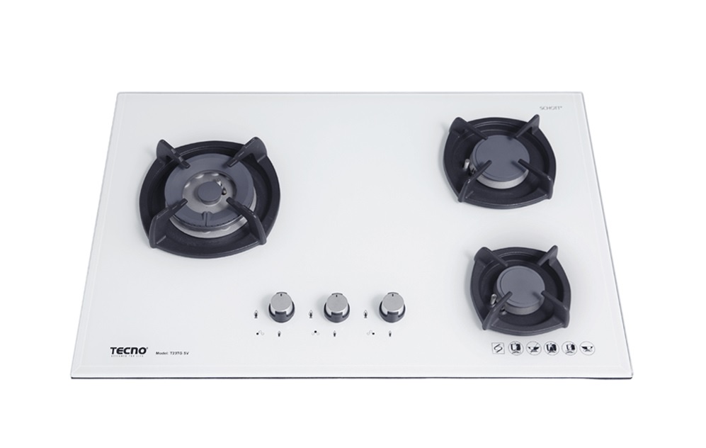 Tecno T23TGSV 3-Burner Glass Cooker Hob with Inferno Wok Burner ...