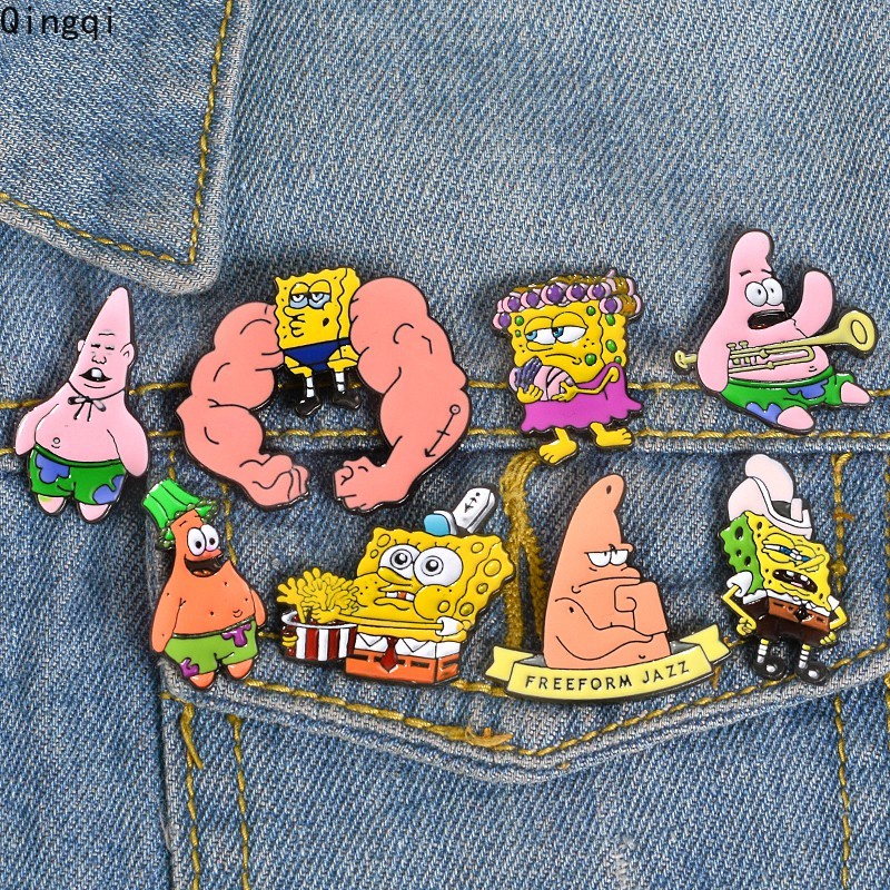 Funny Cartoon Enamel Pins Famous SpongeBob SquarePants Patrick ...