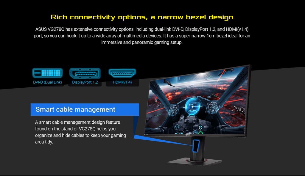 ASUS VG278Q Gaming Monitor - 27inch, Full HD, 1ms, 144Hz, G-SYNC ...