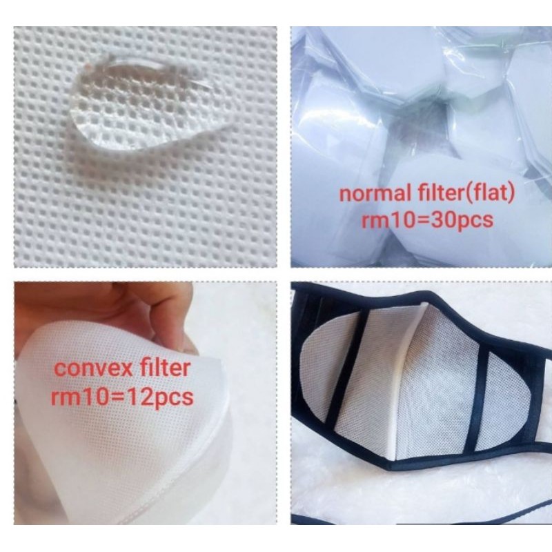 FACE MASK FILTER.. CONVEX FILTER (CEMBUNG) & NORMAL FILTER (FLAT ...