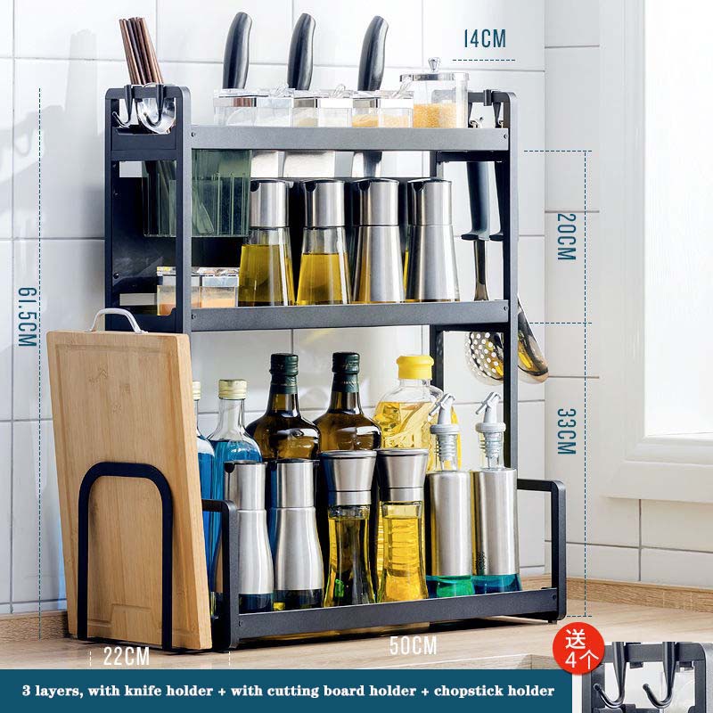 Multifunctional stainless steel spice rack condiments organizer kitchen ...