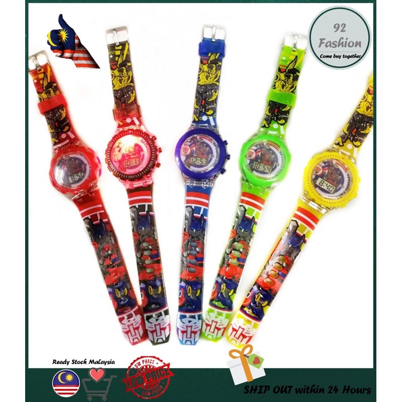 ️Jam budak cartoon lampu music superman,Ben10,Transformer,Boboi boy ...