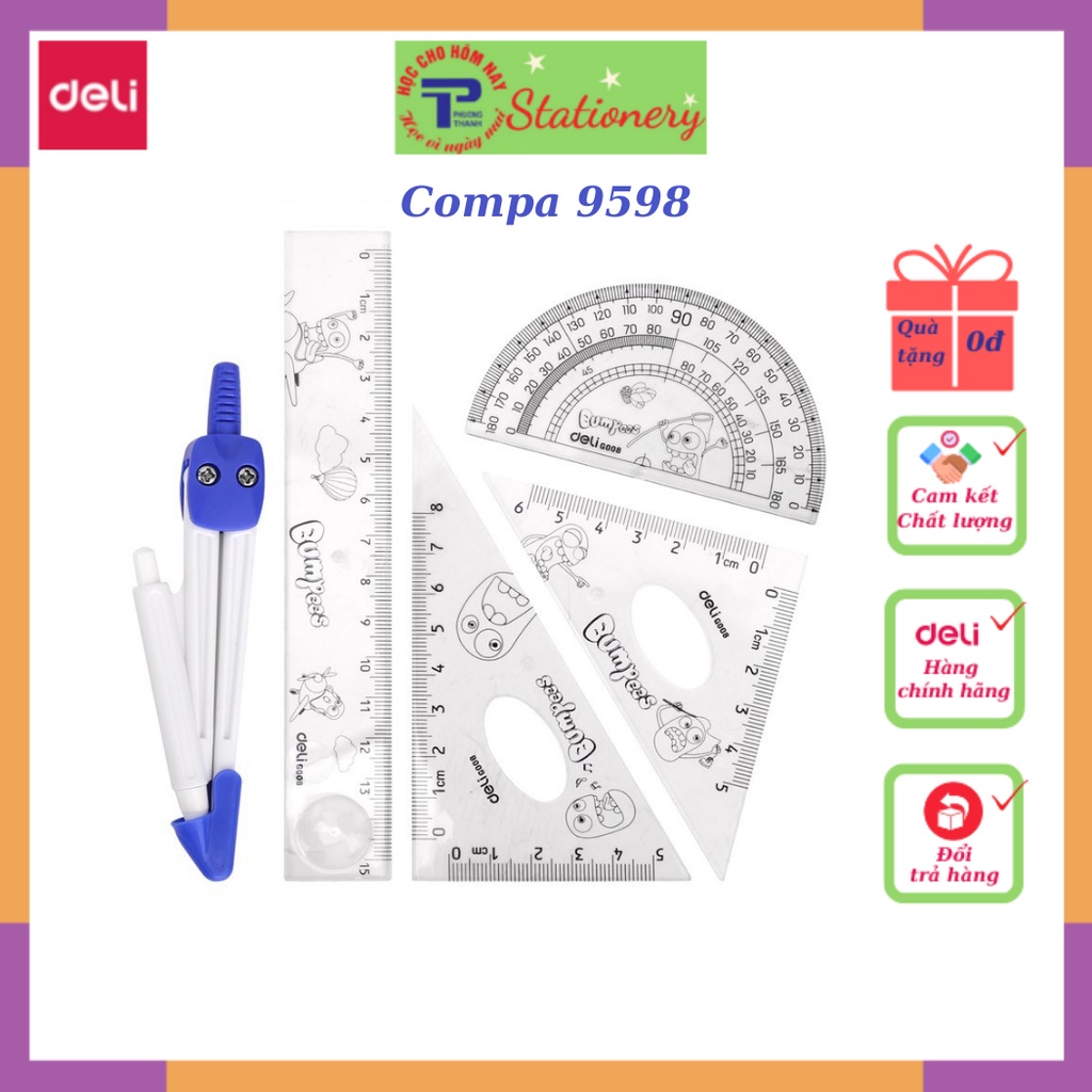 Deli student measuring kit, transparent including 5 tools/box - E9598 ...
