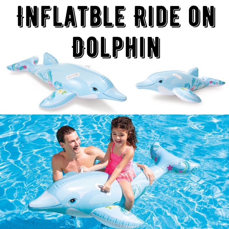 [SG Stock] INTEX Premium Lil' Dolphin Ride-On Inflatable Pool Float Summer Swim Kids Outdoor ...