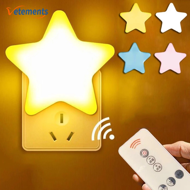 4 Colors Plug-in Type LED Star Shape Night Light/ Remote Control ...