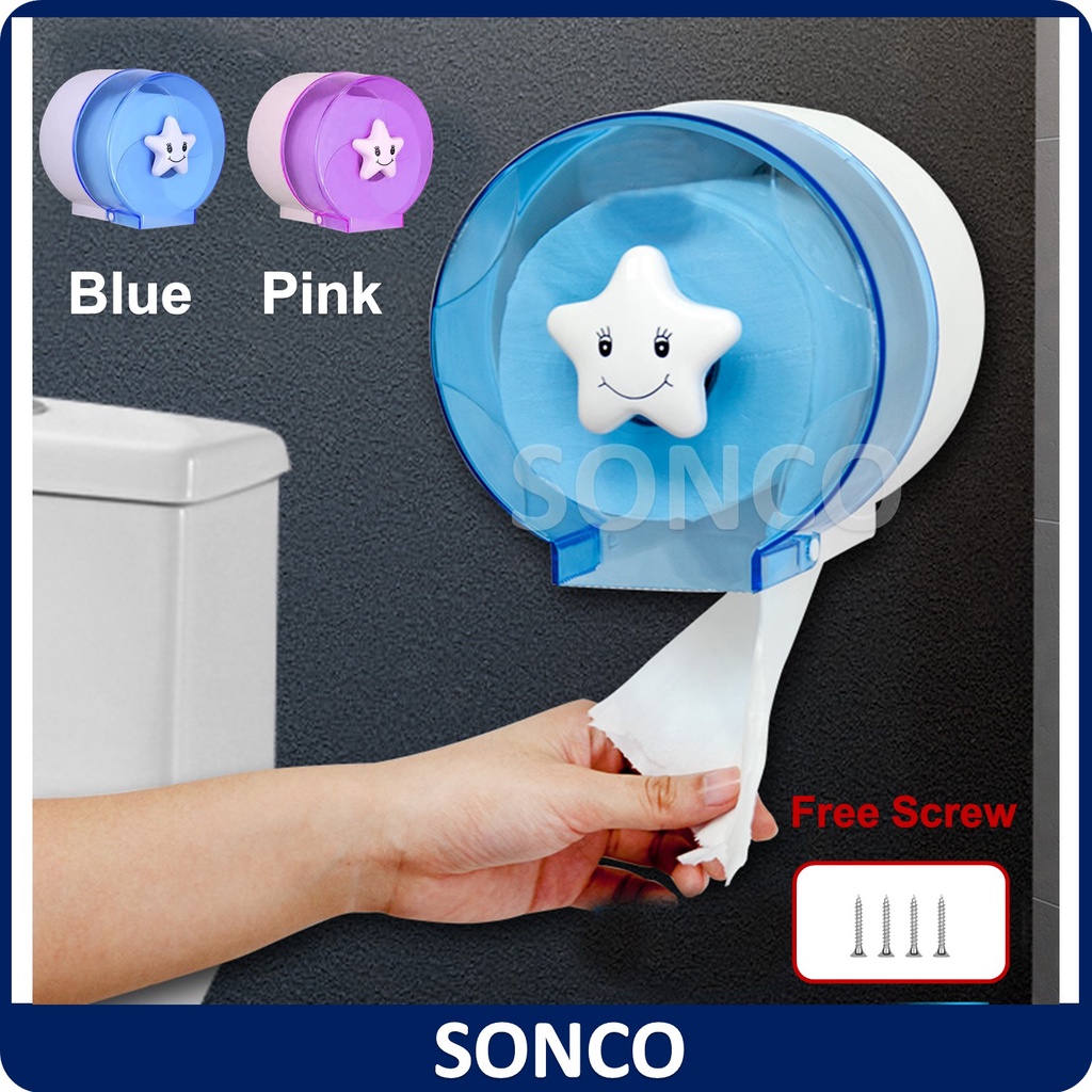 Waterproof Toilet Tissue Paper Roll Holder Wall Mount No-Drill Storage ...