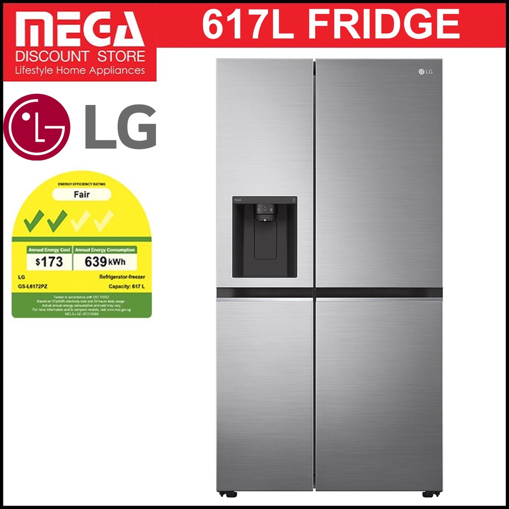 LG GS-L6172PZ 617L SIDE-BY-SIDE FRIDGE (NON-PLUMBING) + FREE $100 ...